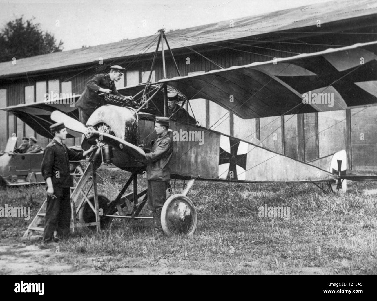 A 1915 photograph of the Pfalz E III, a German monoplane fighter used ...