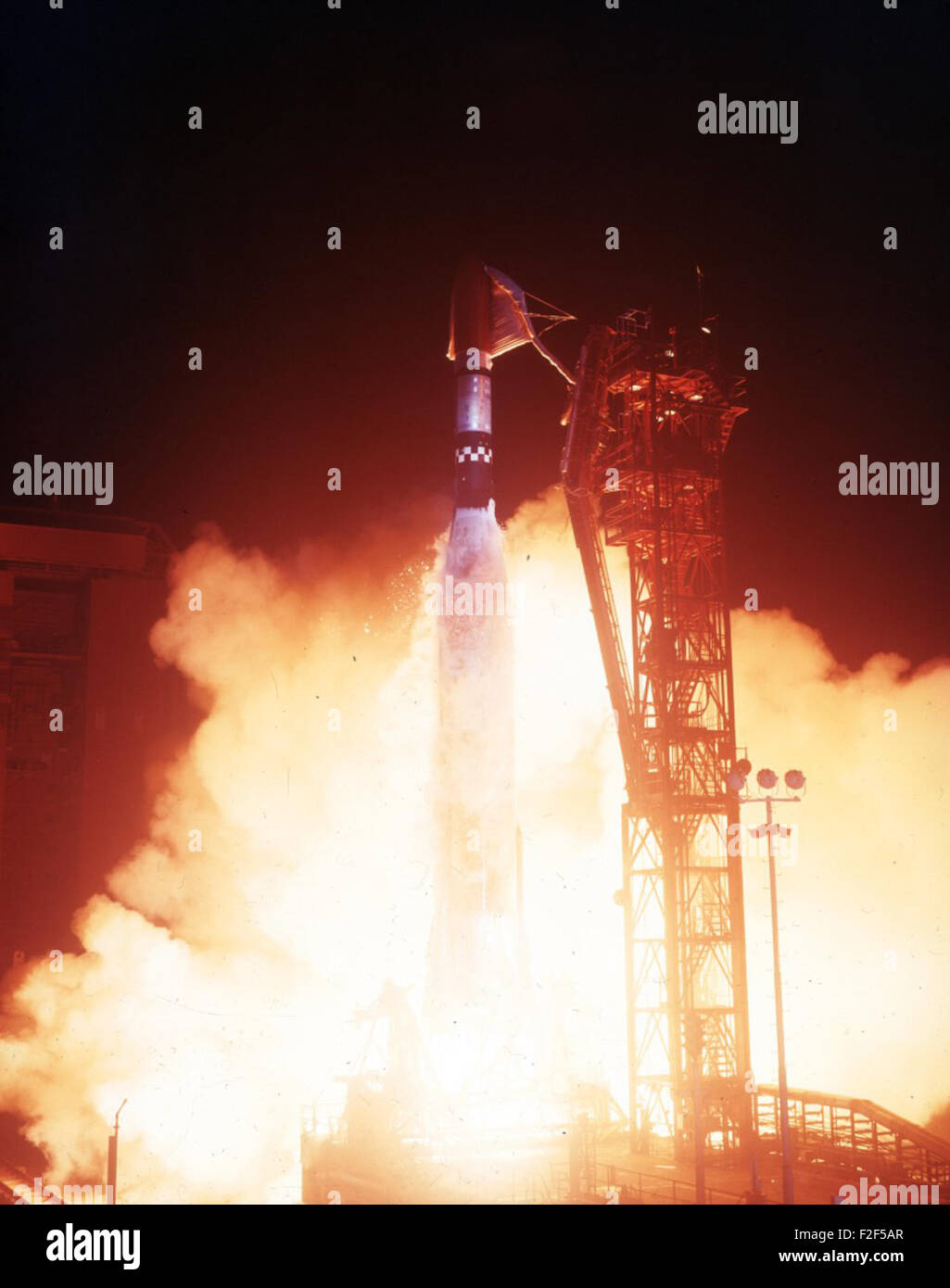 This image shows the Atlas 197D, a key moment in U.S. space history. It ...
