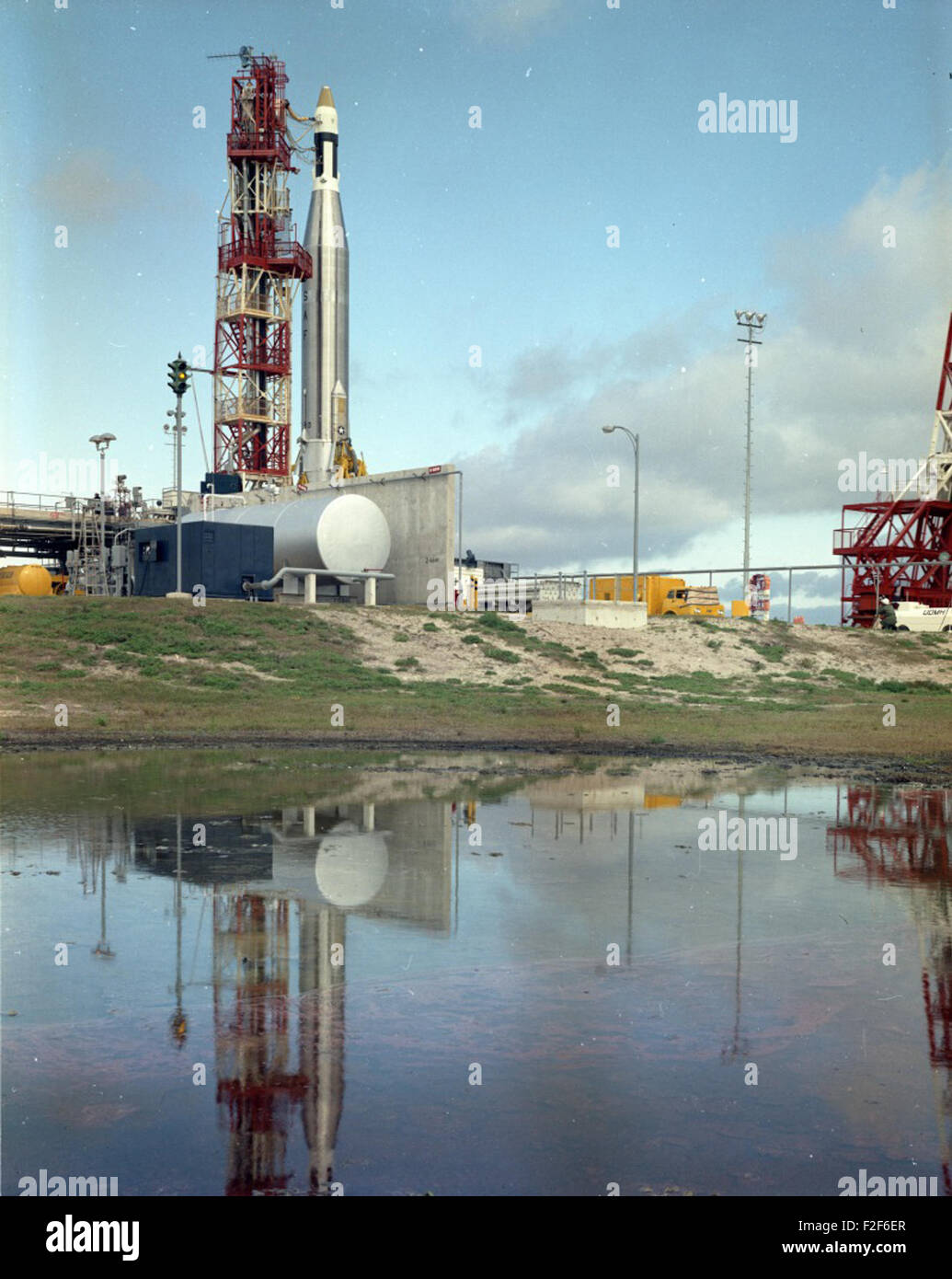 This image shows the Atlas Midas 29D missile system, with a clear view ...