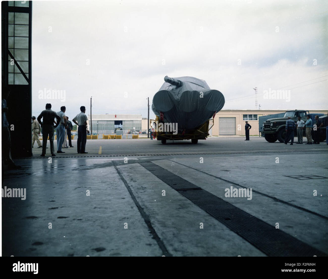 This image documents the arrival of Atlas 3D rocket systems, showing ...