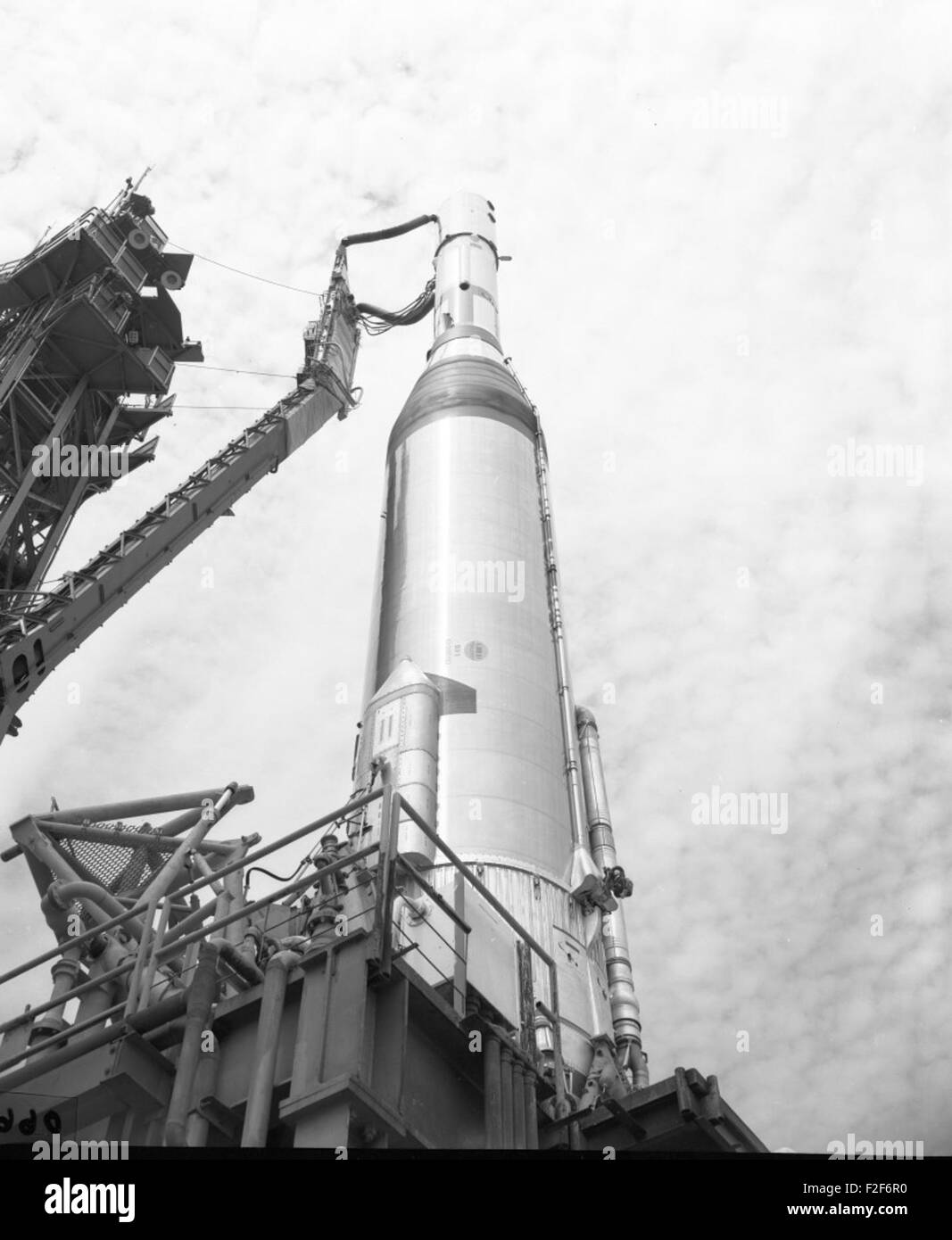 This image shows the Atlas 5601 missile system with the Agena upper ...