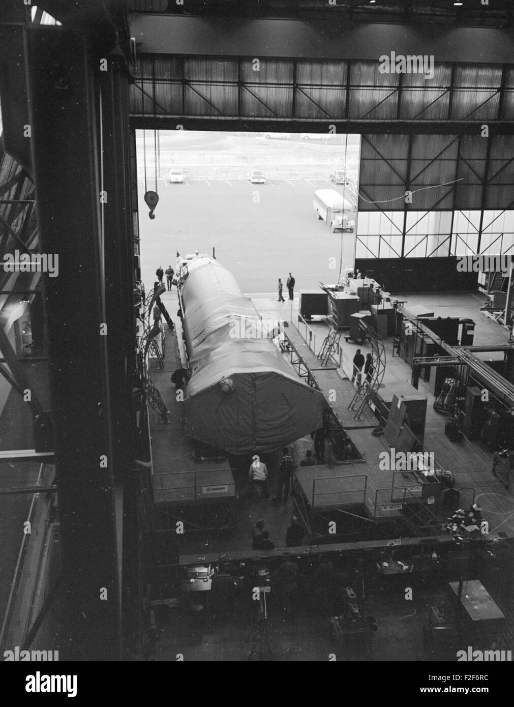 This image shows the Atlas 7B rocket at the ERB Hanger Assembly ...