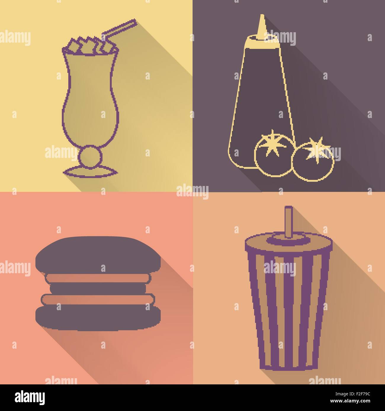 Set of four colored fast food icons Stock Vector Image & Art - Alamy