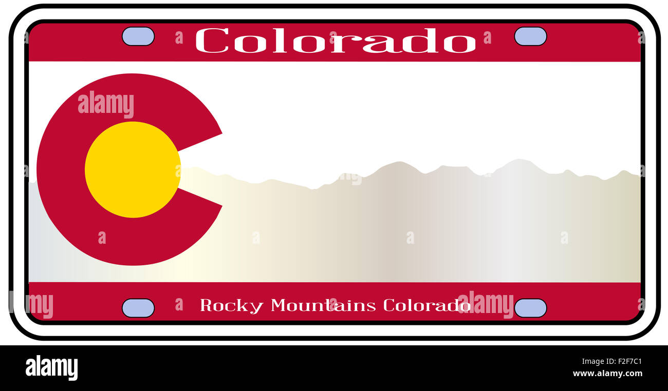 Colorado state license plate in the colors of the state flag with the ...