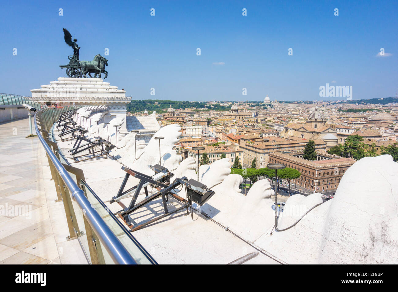View of the rooftop of the Victor Emanuel II monument Piazza Venezia ...