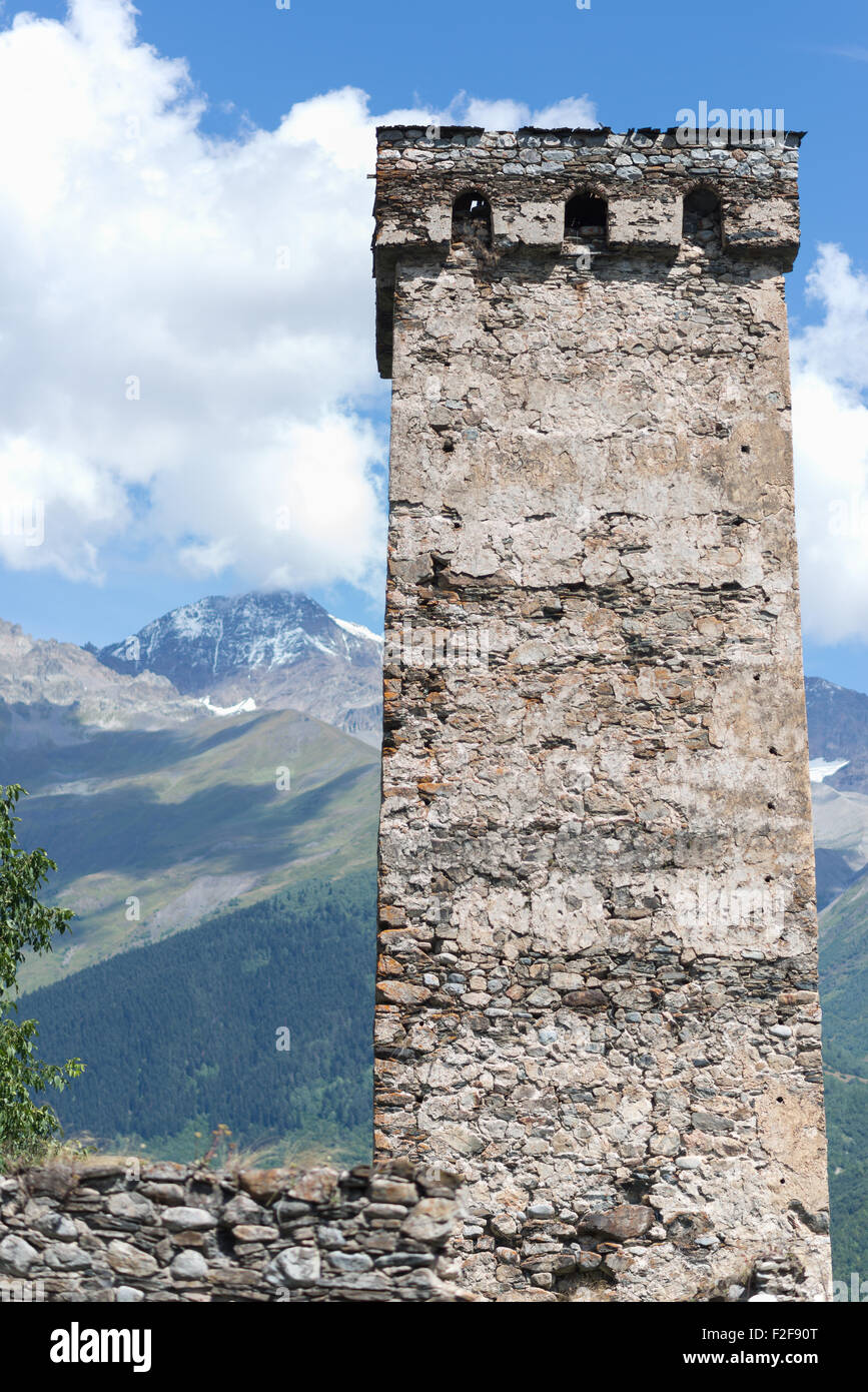 Svaneti tower - Mestia, Georgia Stock Photo - Alamy