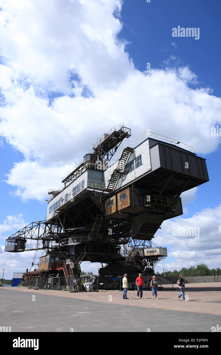 visitors at industrial museum Ferropolis, "the city of iron", in ...