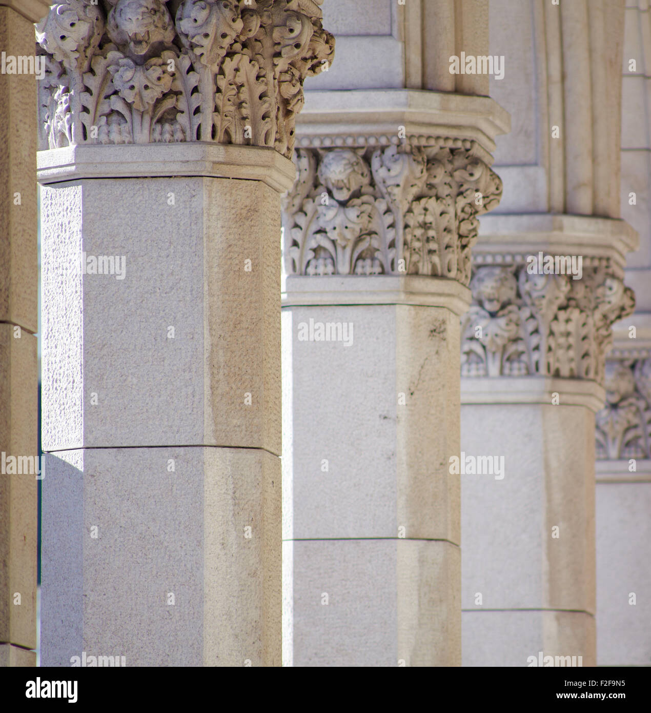 Detail of columns of the Trieste building Stock Photo - Alamy