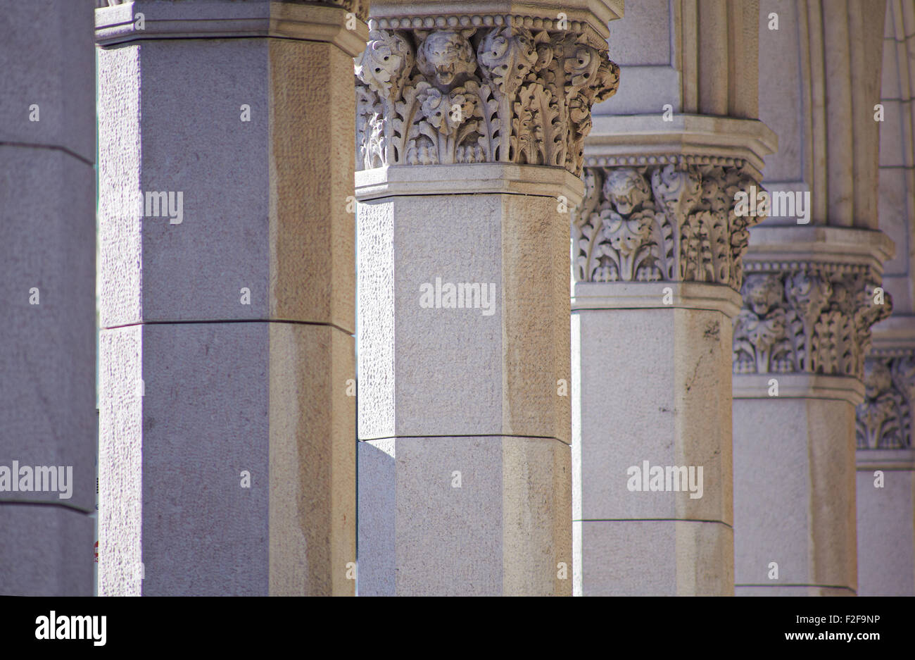 Detail of columns of the Trieste building Stock Photo - Alamy