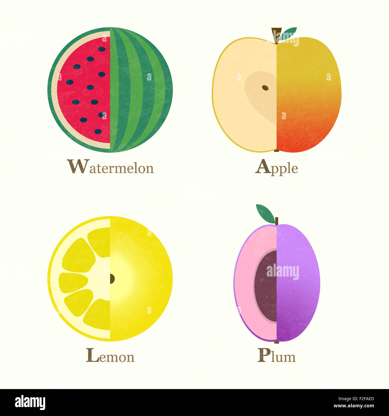 Green fruits drawing Cut Out Stock Images & Pictures - Alamy