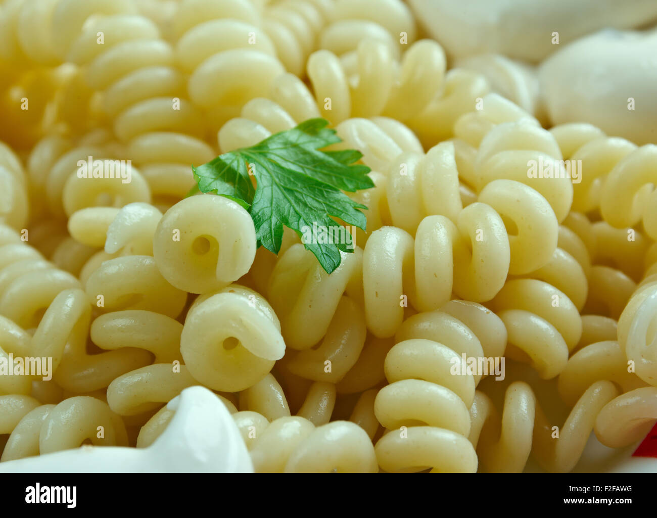 Fusilli - Italian pasta with cream sauce Stock Photo - Alamy