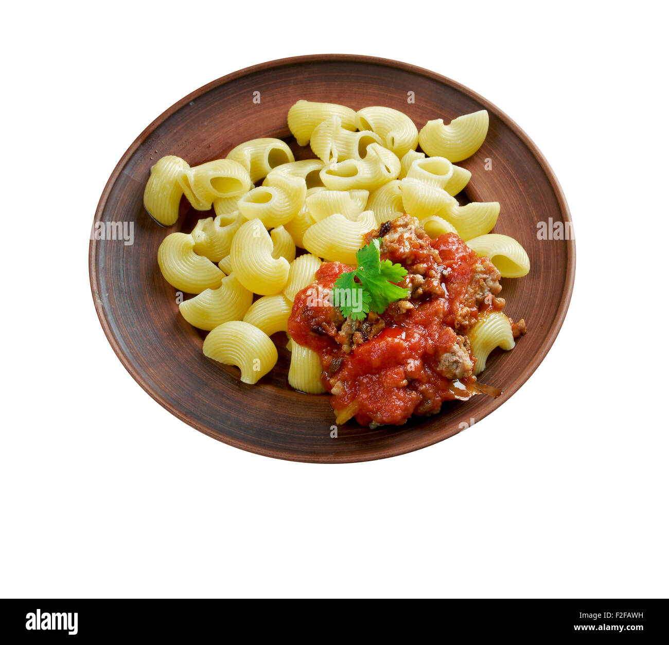 pipe rigate pasta with meat sauces Stock Photo - Alamy