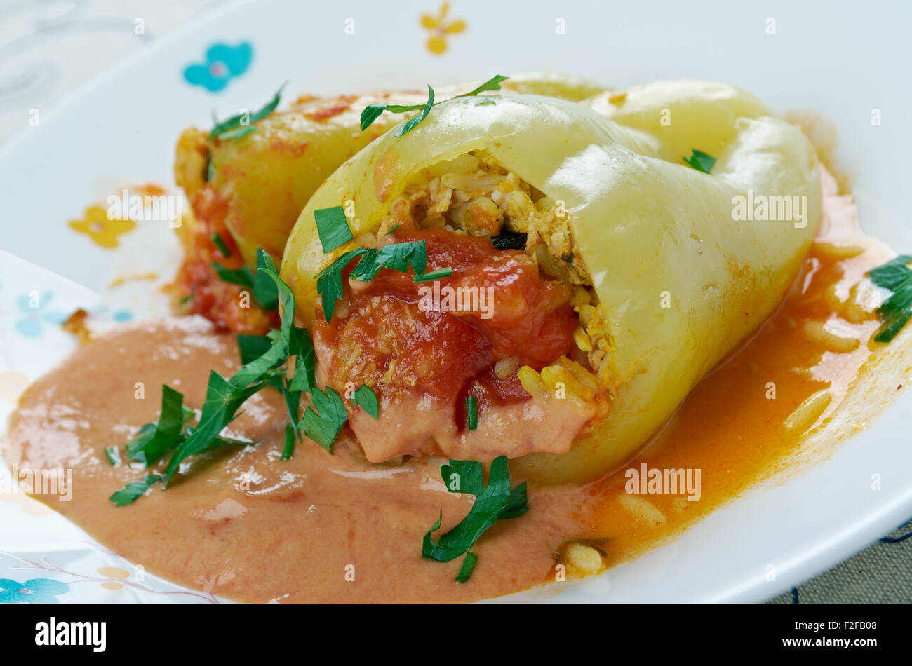 stuffed paprika - Ardei umpluti. Romanian cuisine Stock Photo - Alamy