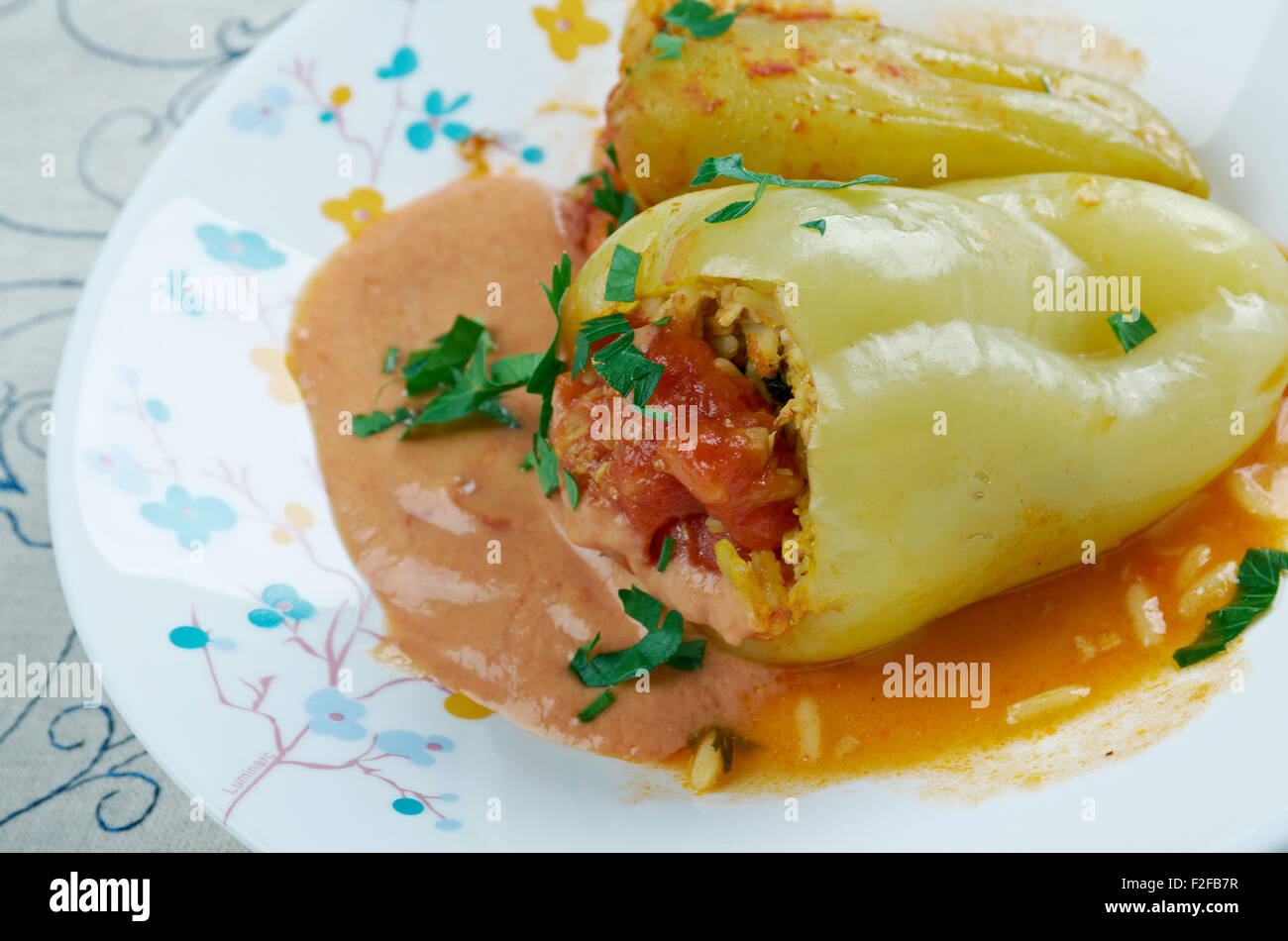 stuffed paprika - Ardei umpluti. Romanian cuisine Stock Photo - Alamy