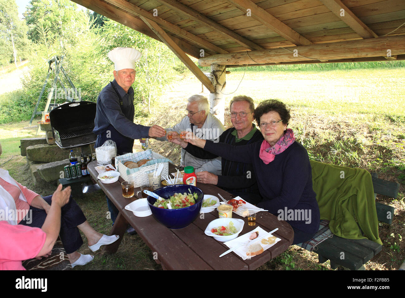 polish and german friendship at barbecue at small pension in city of ...