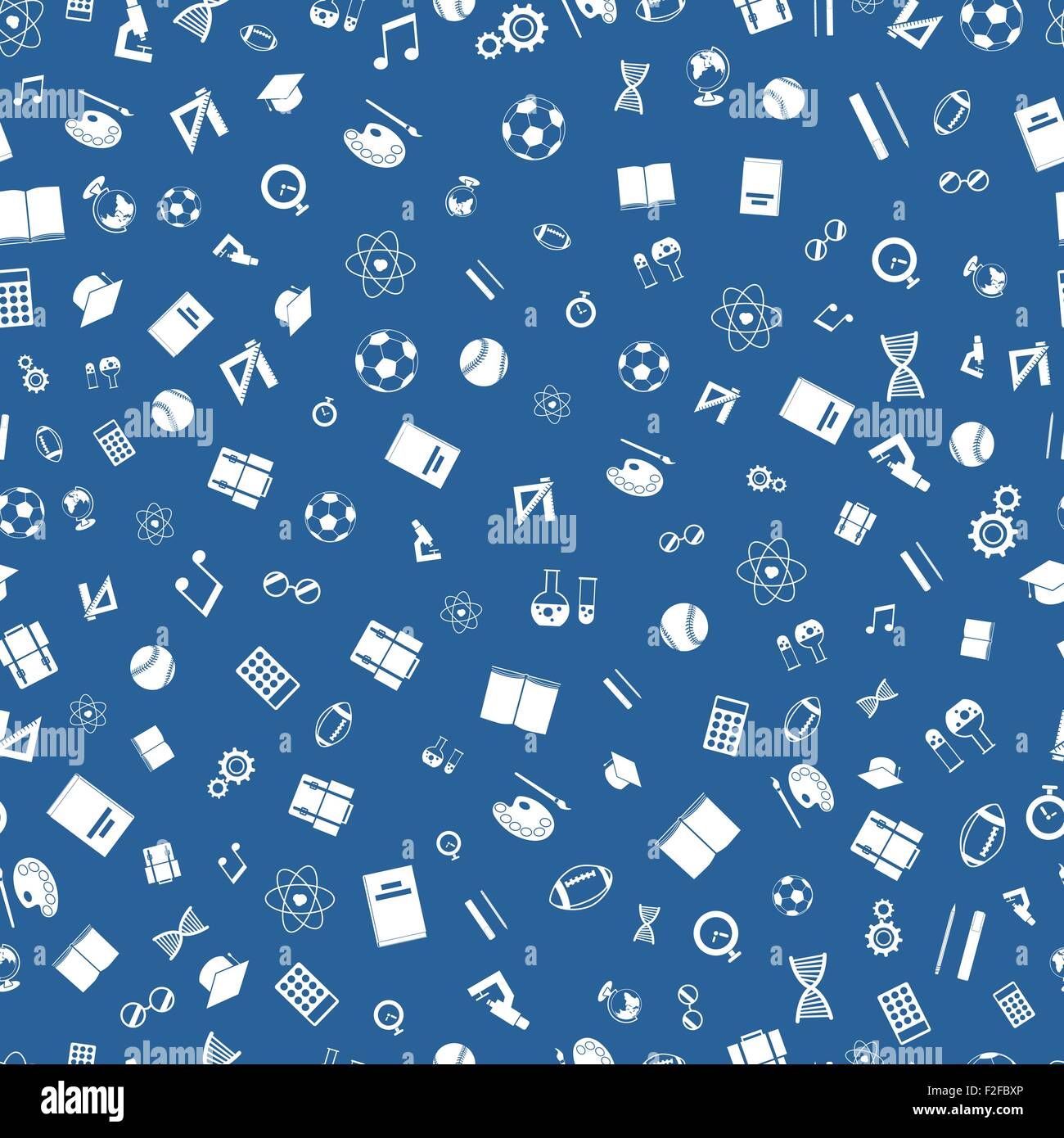 Education white icons on blue background seamless pattern Stock Vector ...