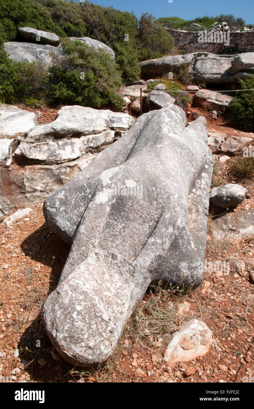 Ancient Greek unfinished statue in quarry above village of Melanes on ...