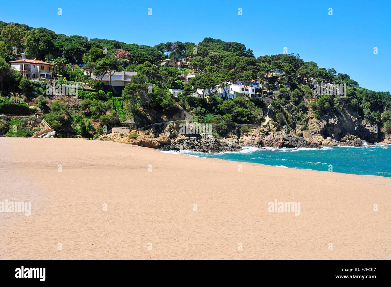 a view of the Sa Riera beach in Begur, in the Costa Brava, Catalonia ...