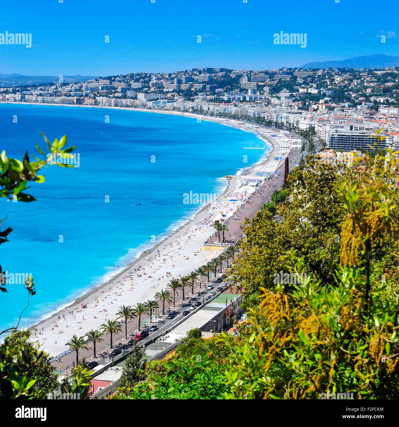 aerial view of the Baie des Agnes bay in Nice, France, and the ...