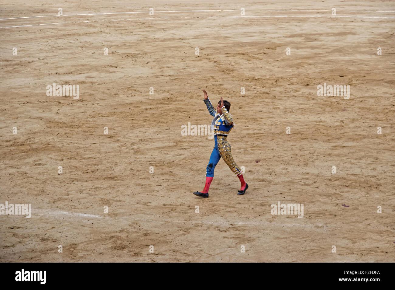 BARCELONA, SPAIN - AUGUST 01, 2010: Spanish torero in the arena of La ...