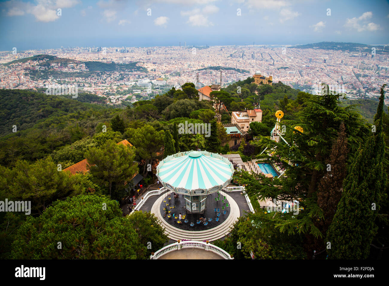 Carrousel at Tibidabo Amusement Park Stock Photo - Alamy