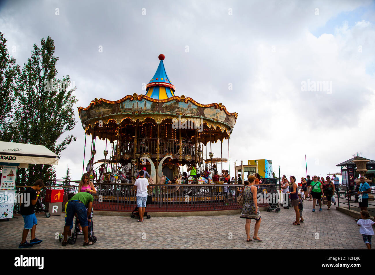 Carrousel at Tibidabo Amusement Park Stock Photo - Alamy