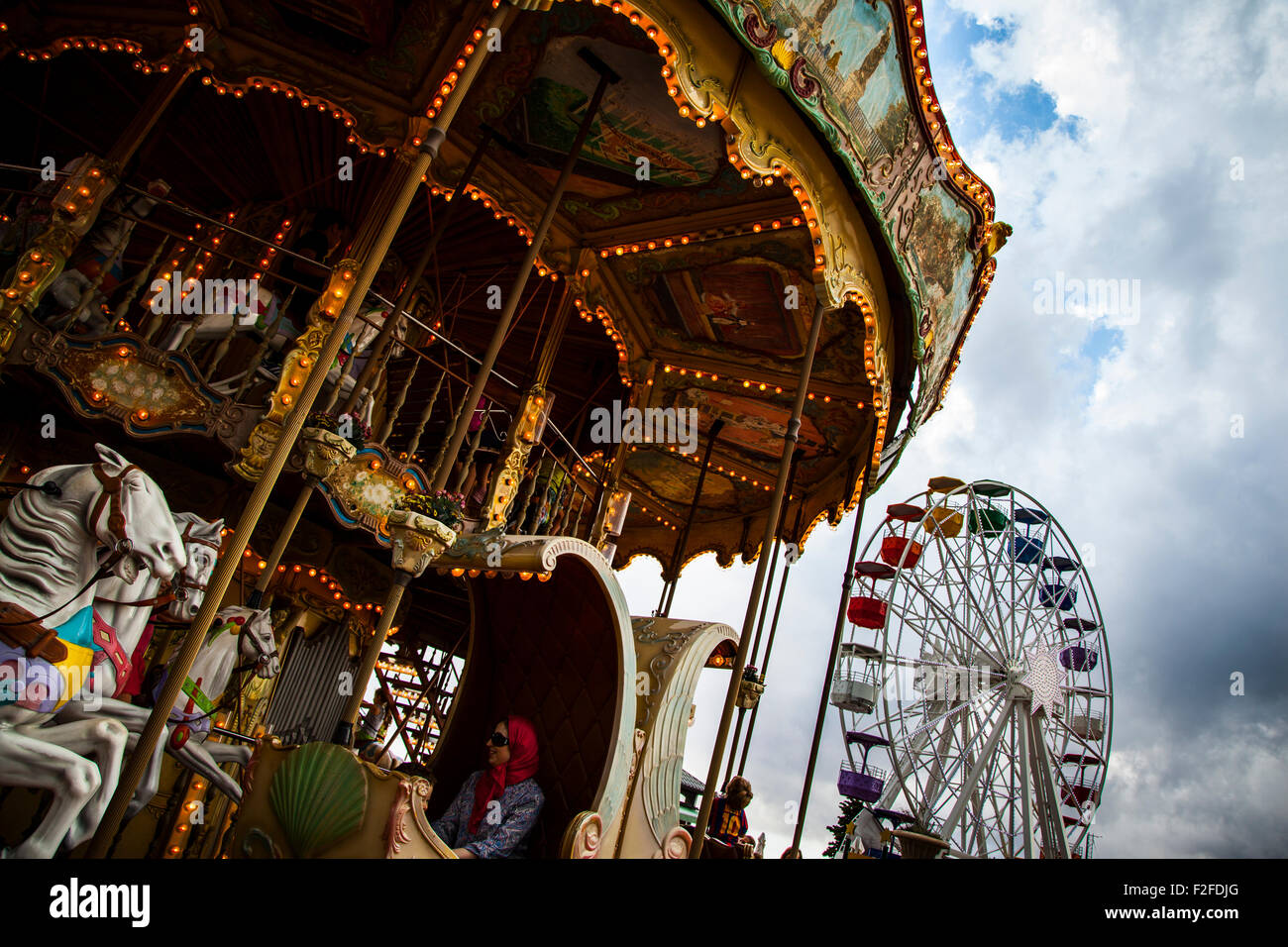 Carrousel at Tibidabo Amusement Park Stock Photo - Alamy