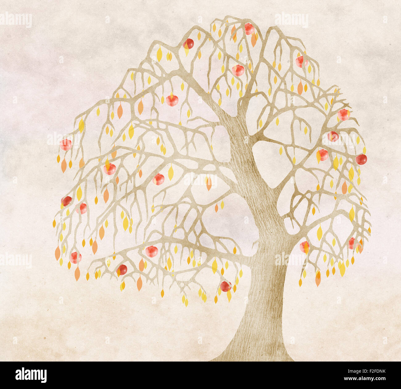 old apple tree electronic collage Stock Photo - Alamy