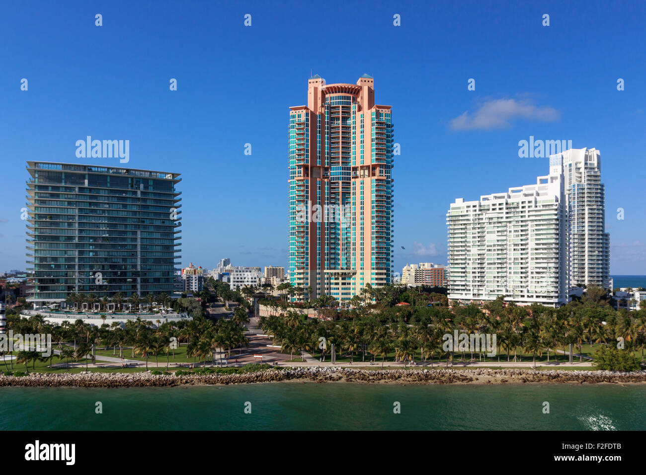 Condo towers Apogee, Portofino and Continuum in South Beach, FL, USA ...