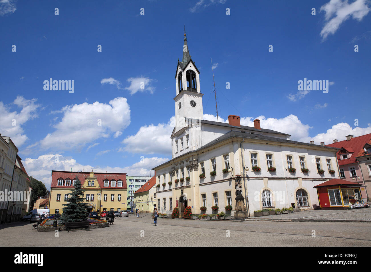 town hall and market square in lubawka former german city liebau ...