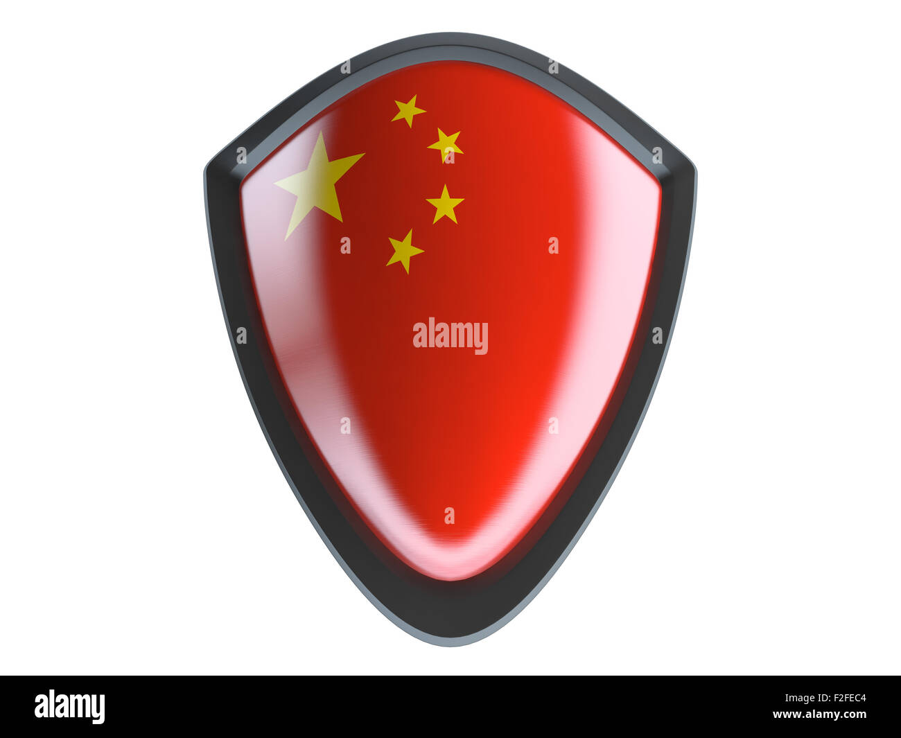 China flag on metal shield isolate on white background Stock Photo - Alamy