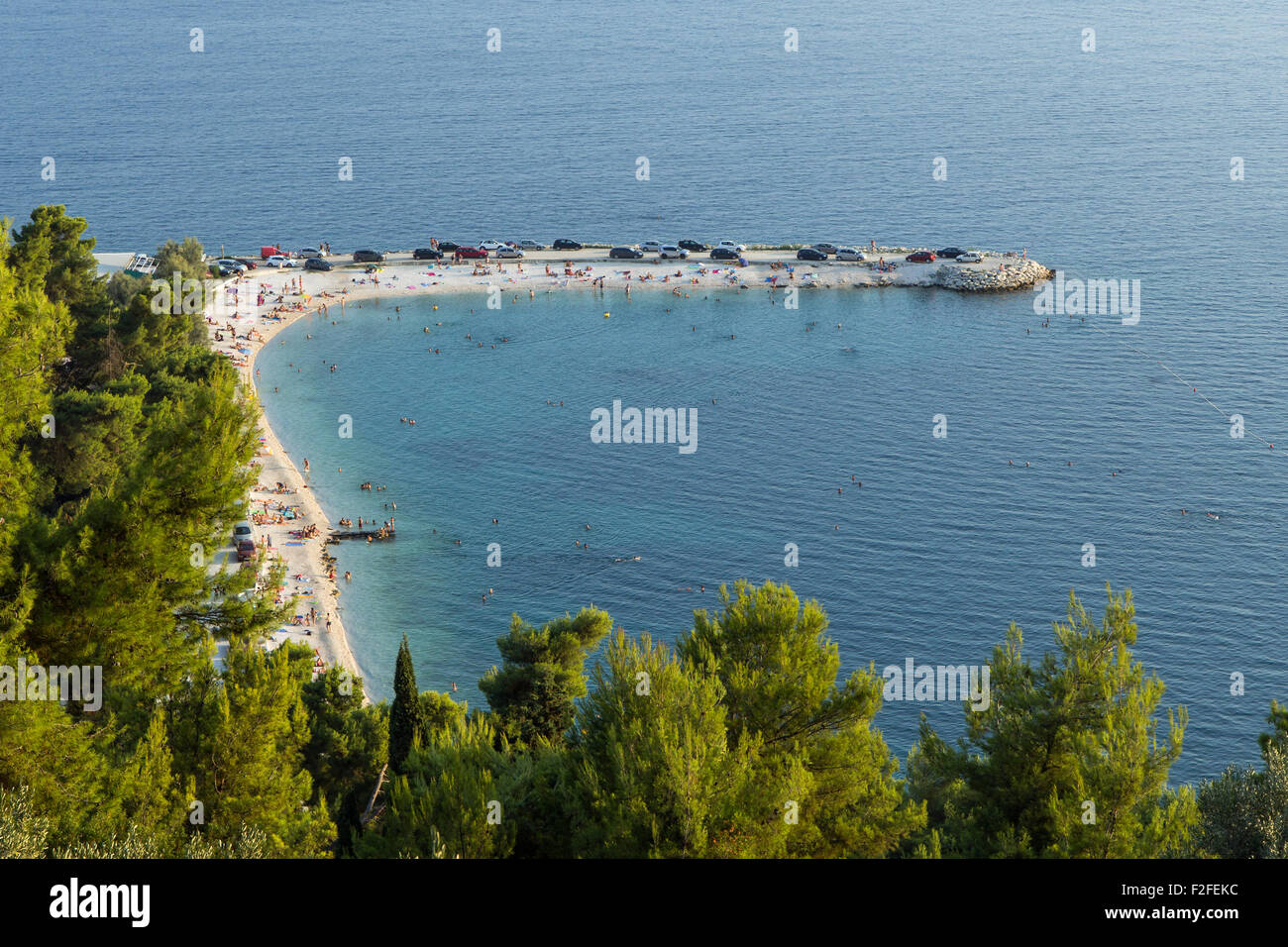 Popular beach at the Marjan peninsula in Split, Croatia, viewed from ...