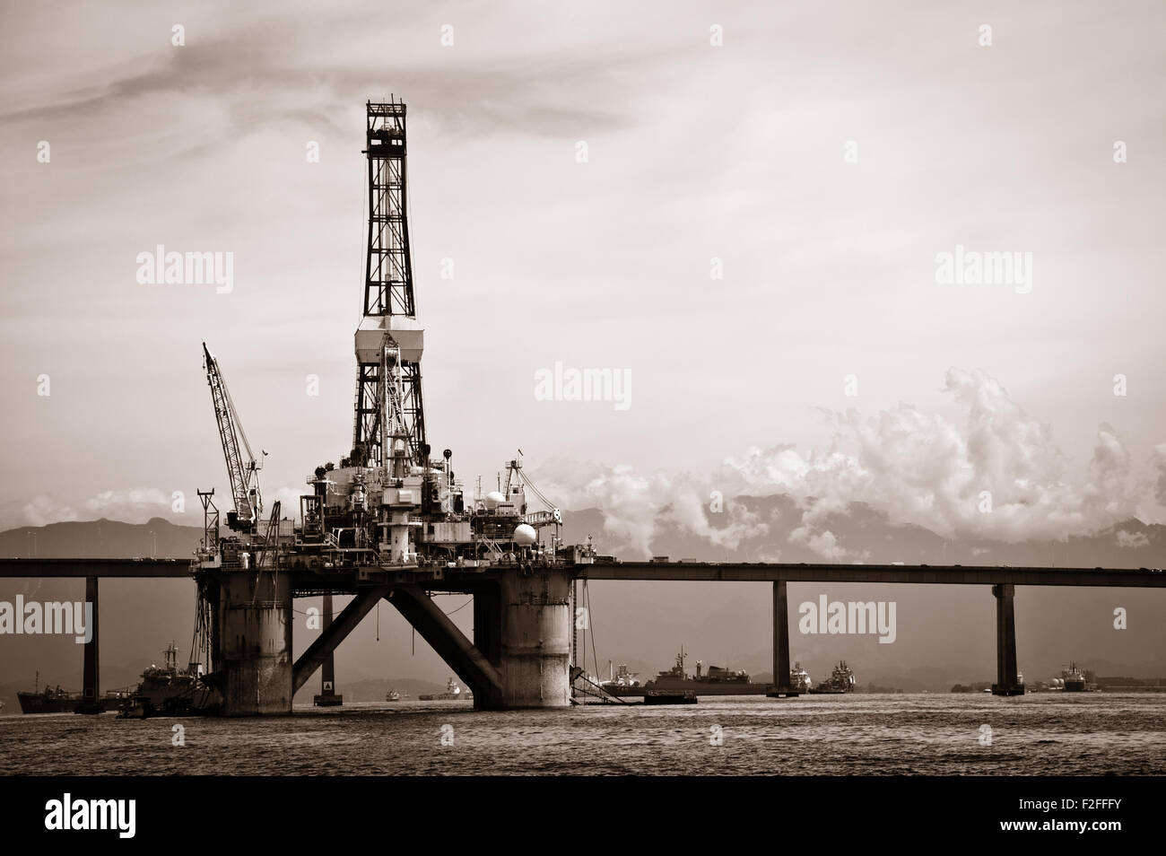 Petroleum platform on the Guanabara bay in the city of Rio de Janeiro ...