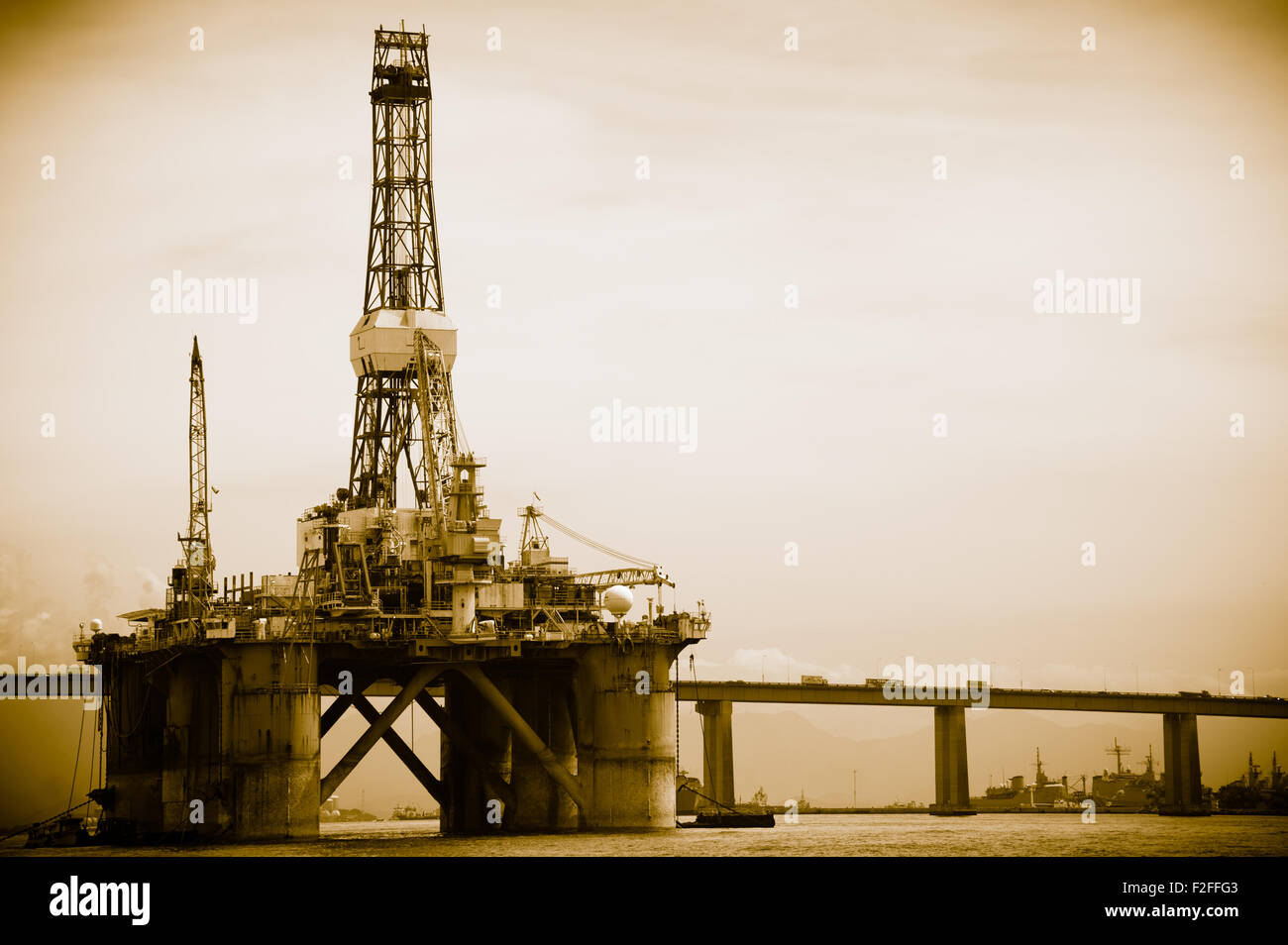 Petroleum platform on the Guanabara bay in the city of Rio de Janeiro ...