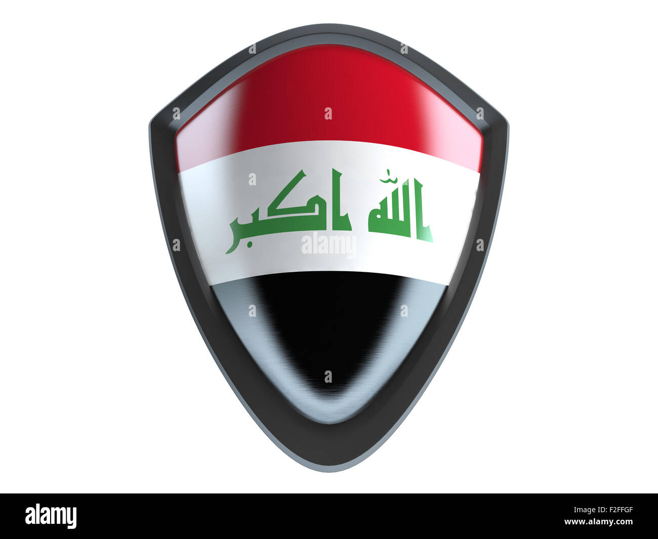 Iraq flag on metal shield isolate on white background Stock Photo - Alamy