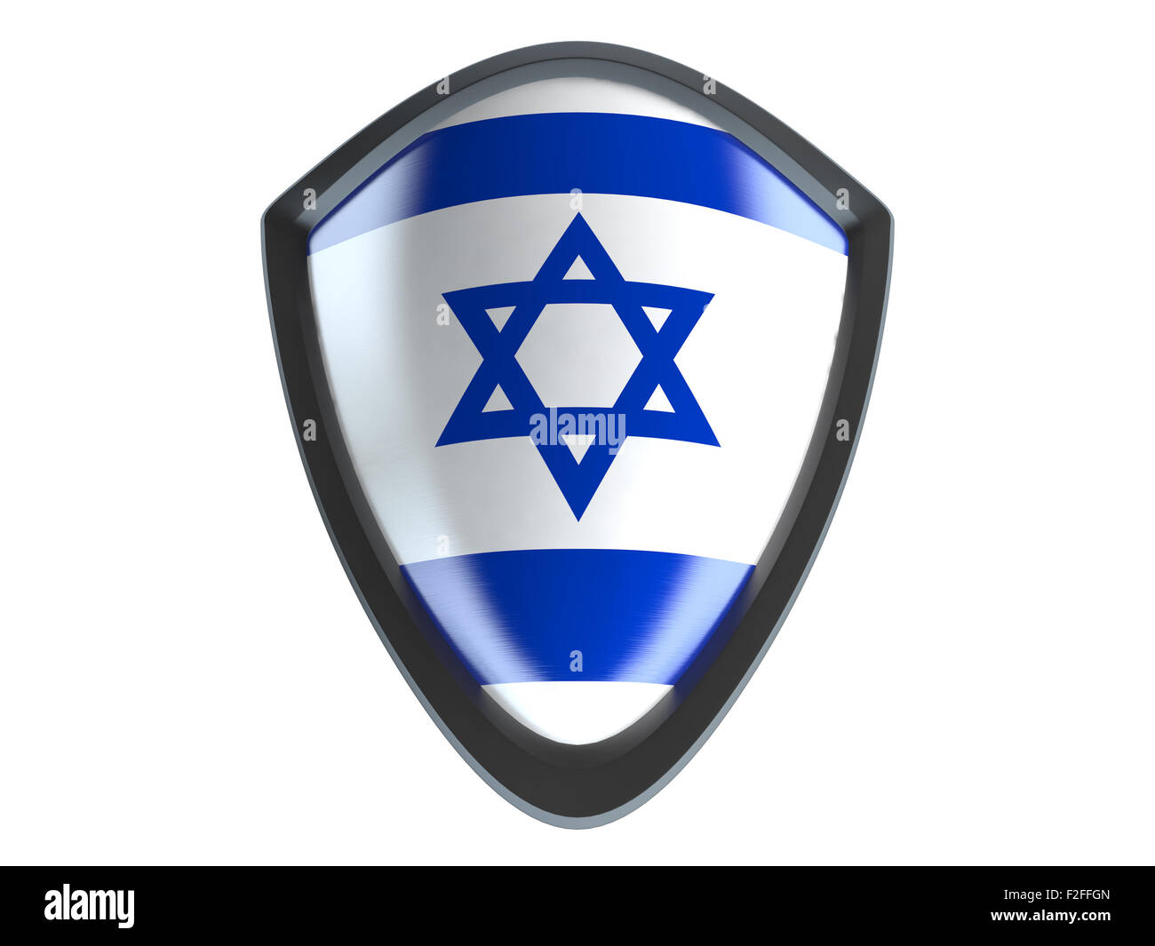 Israel flag on metal shield isolate on white background Stock Photo - Alamy