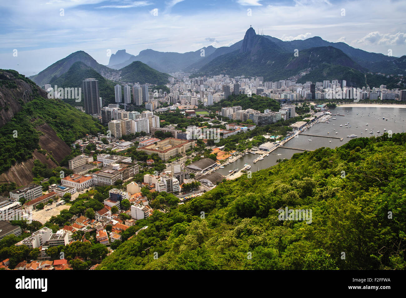 Rio de Janeiro seen from above with the Christ the Redeemer statue in ...