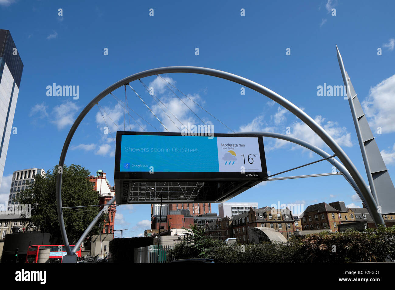 Silicon Roundabout electronic digital Google advertisement billboard on ...