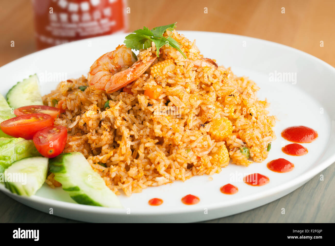 Sriracha Fried Rice with Shrimp Stock Photo - Alamy