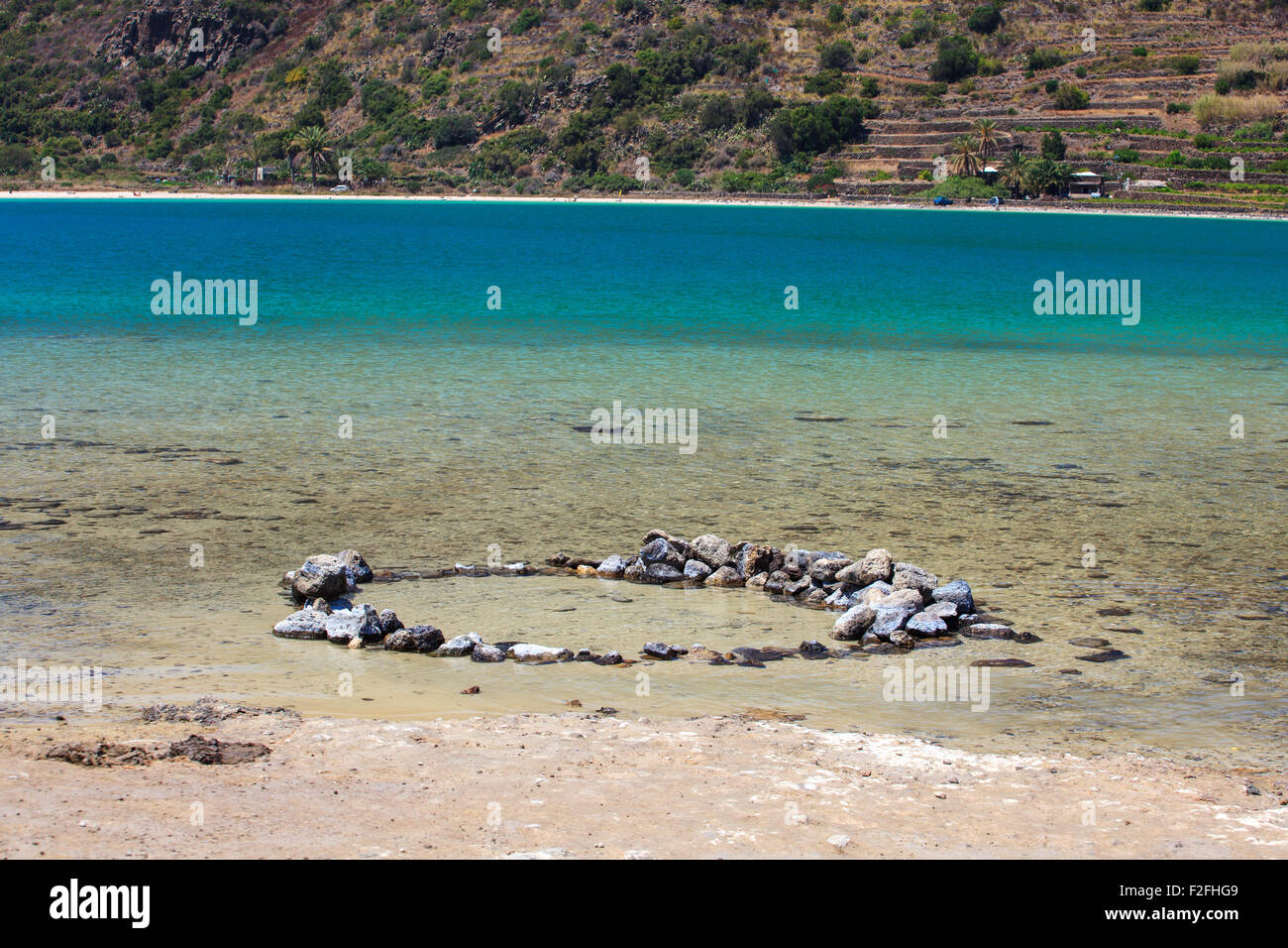 View of thermal waters in the Lago di Venere in Pantelleria, Sicily ...