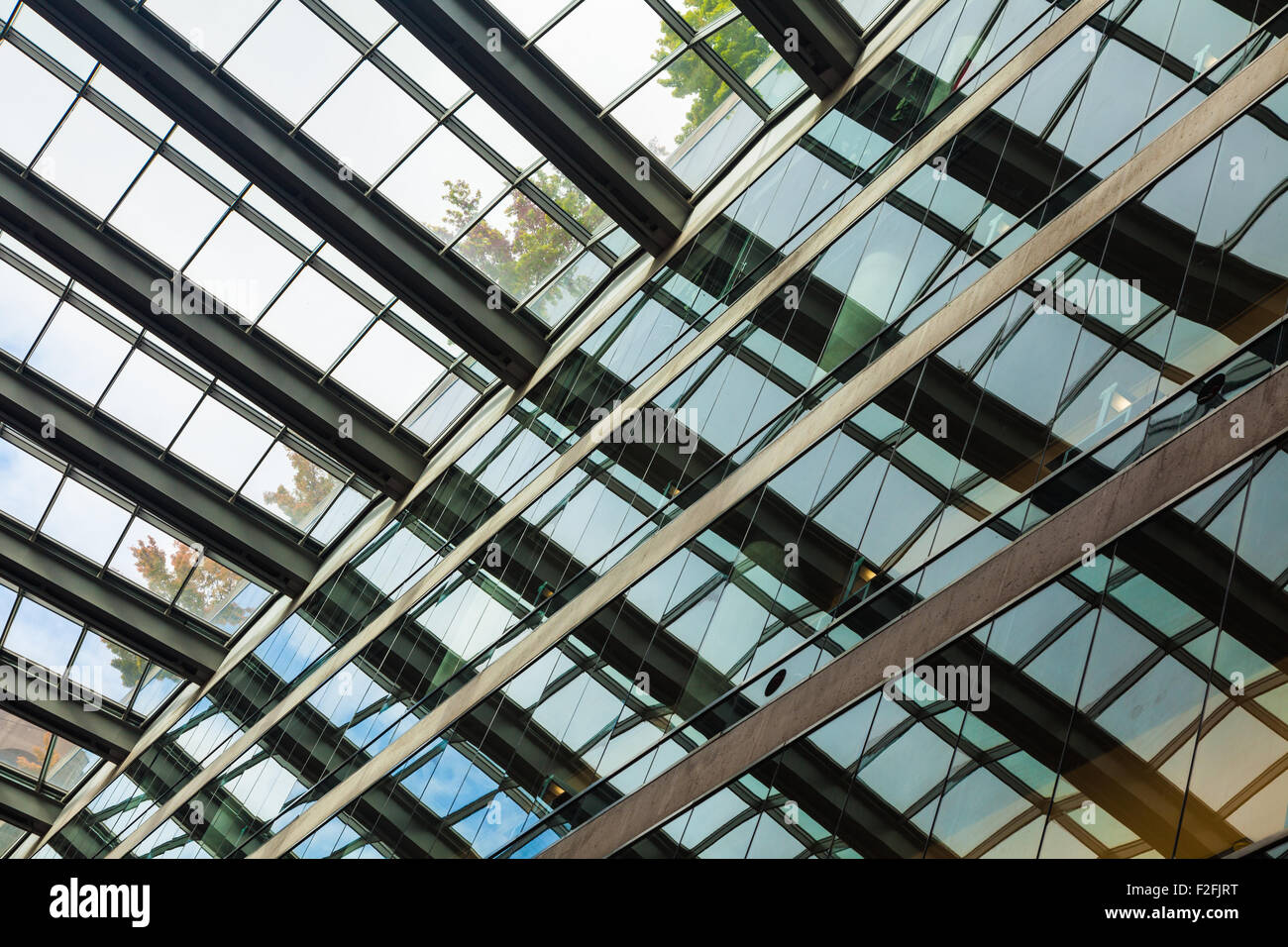 Abstract image of the interior atrium of the Vancouver Public Library ...