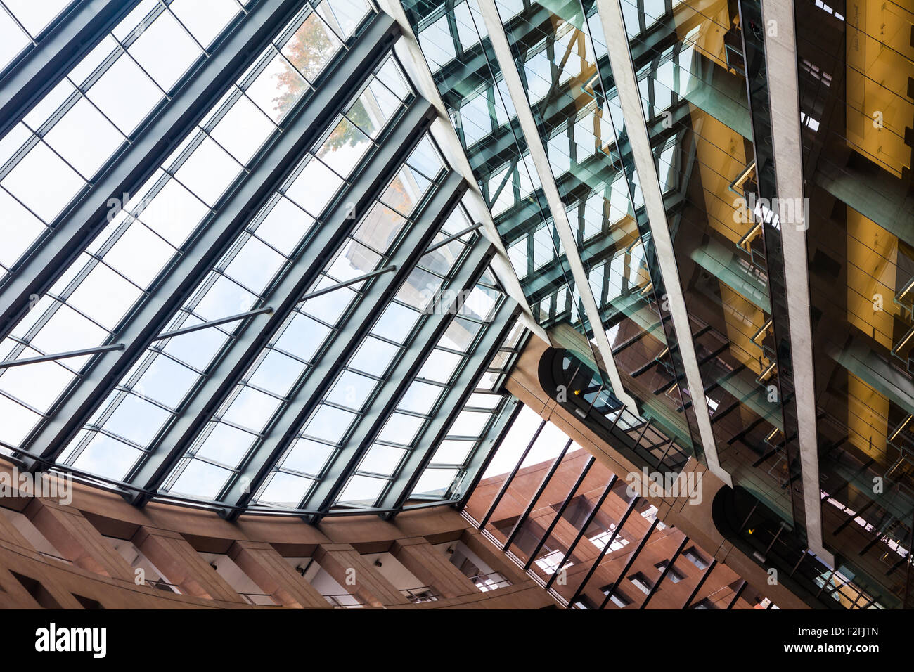 Abstract image of the interior atrium of the Vancouver Public Library ...