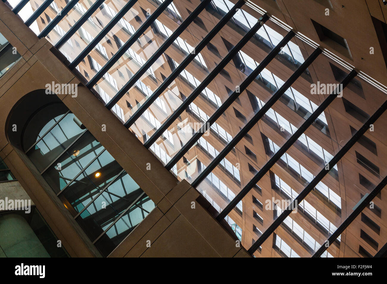 Abstract image of the interior atrium of the Vancouver Public Library ...