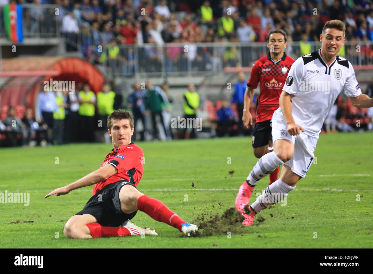 Baku, Azerbaijan. 17th Sep, 2015. Qabala's player (Red) and PAOK's ...