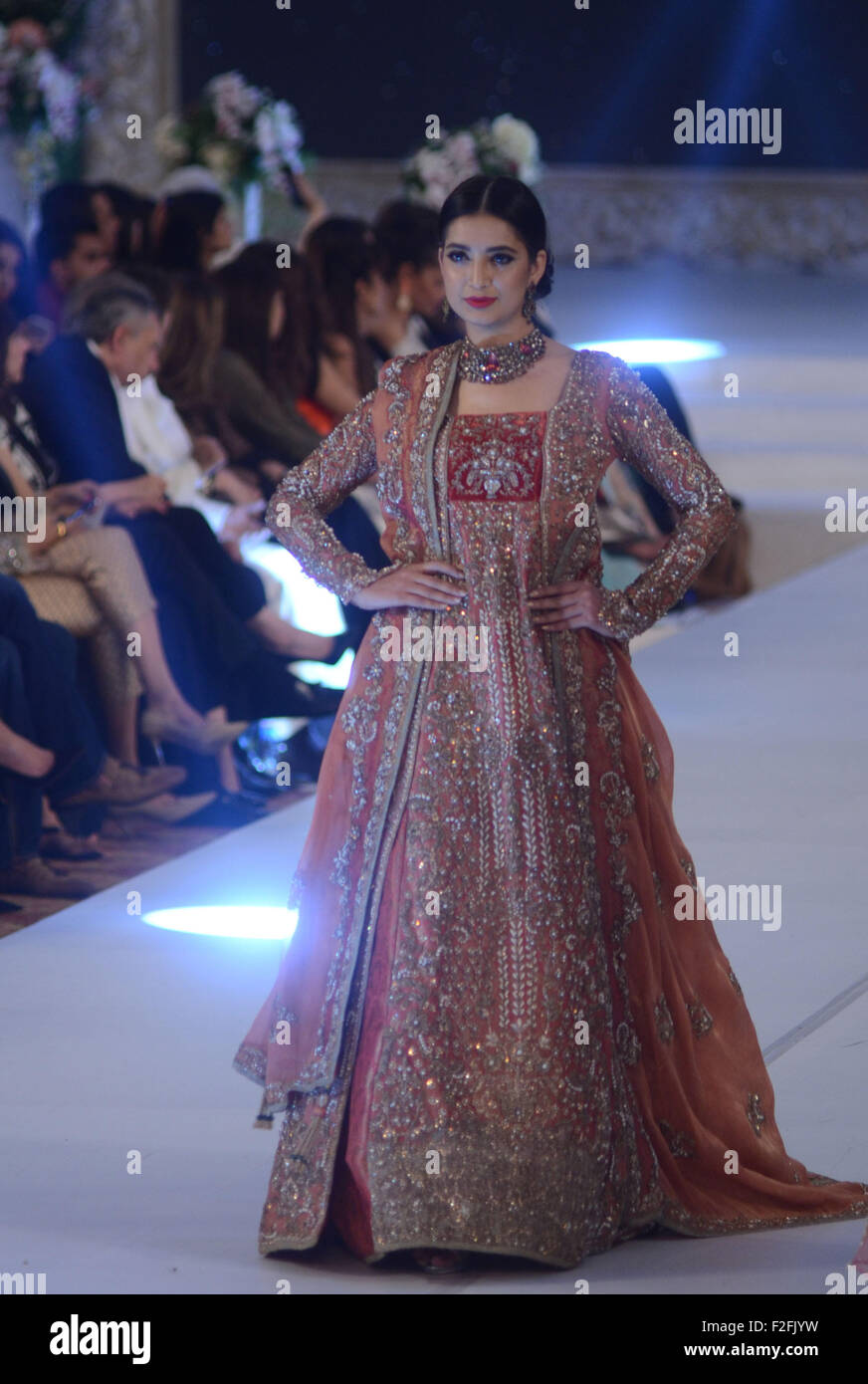 Lahore, Pakistan. 17th Sep, 2015. Pakistani models present creations by ...
