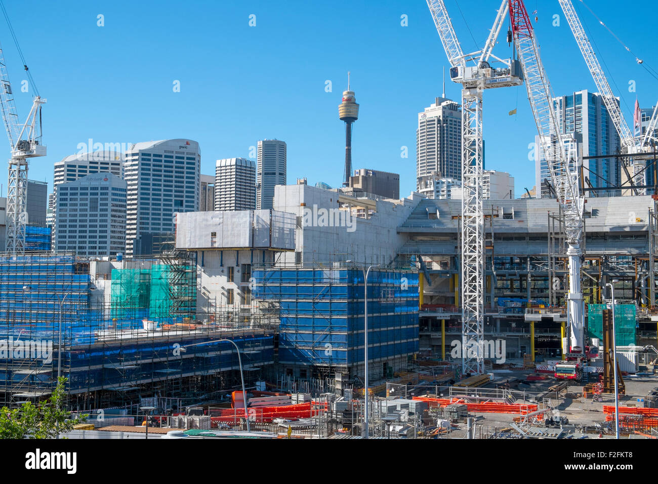 Sydney, construction work at the city centre Darling harbour live event ...