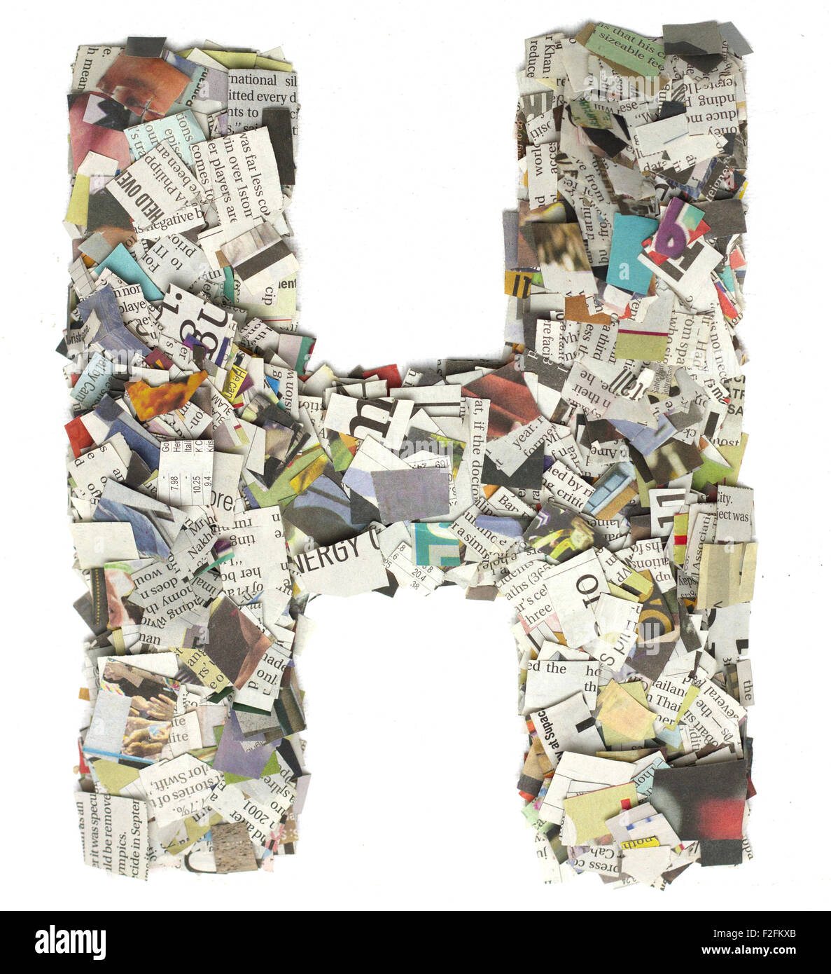 The letter H made from newspaper confetti Stock Photo - Alamy