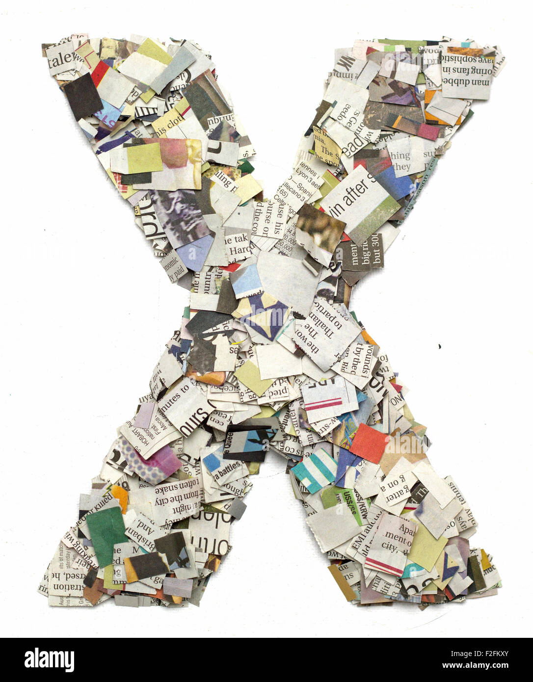 The letter X made from newspaper confetti Stock Photo - Alamy The letter X made from newspaper confetti Stock Photo - Alamy