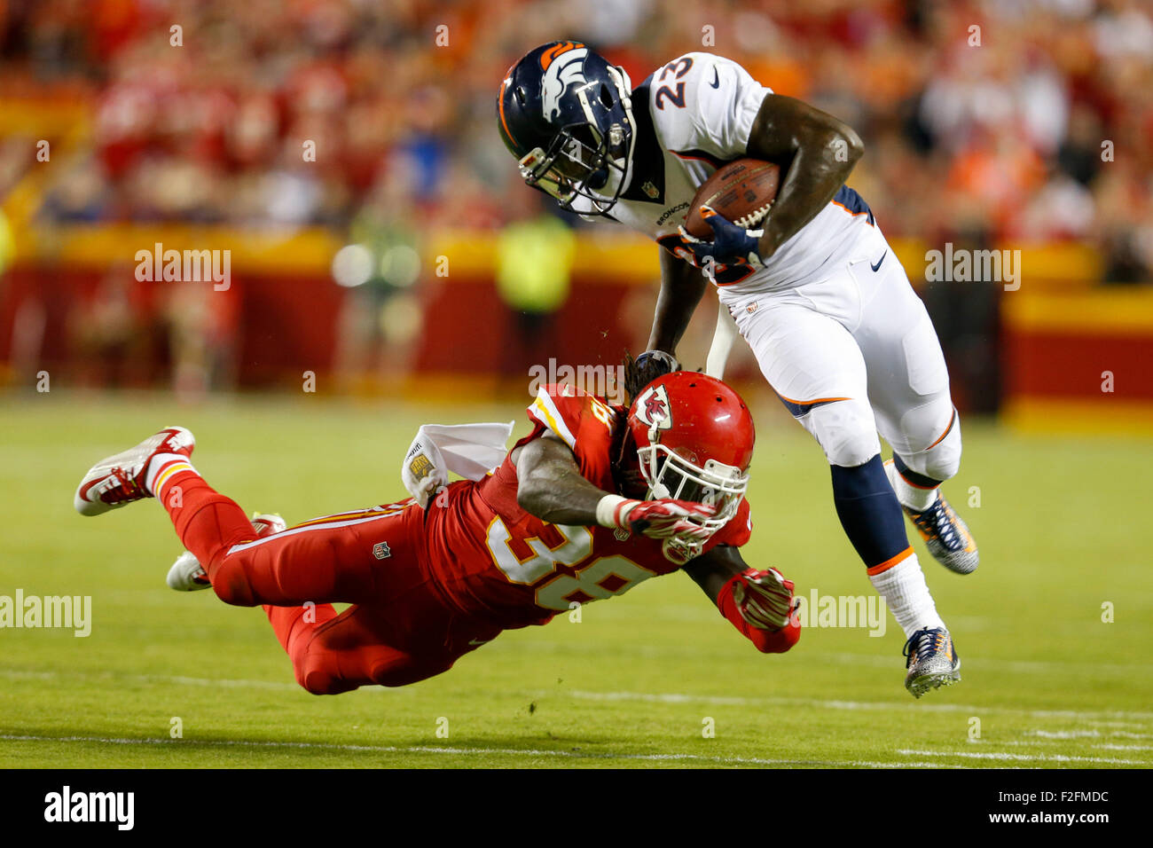 Kansas City, MO, USA. 17th September, 2015. Denver Broncos running back ...