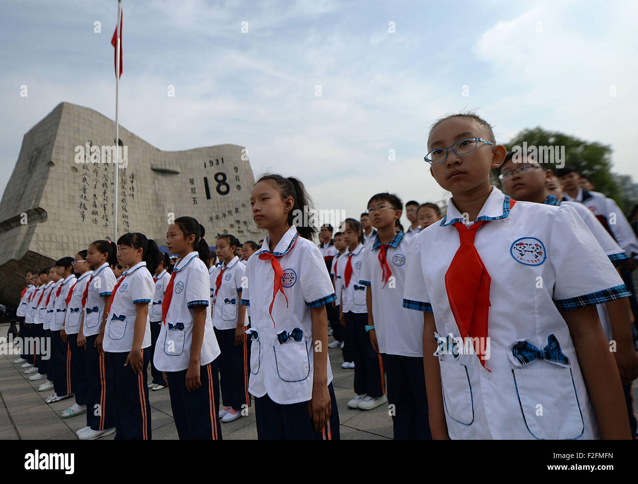 Shenyang, China. 18th September, 2015. Students attend a ceremony to ...